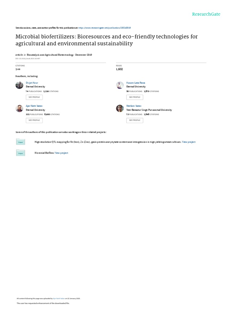 Microbial Biofertilizers: Bioresources and Eco-Friendly Technologies ...