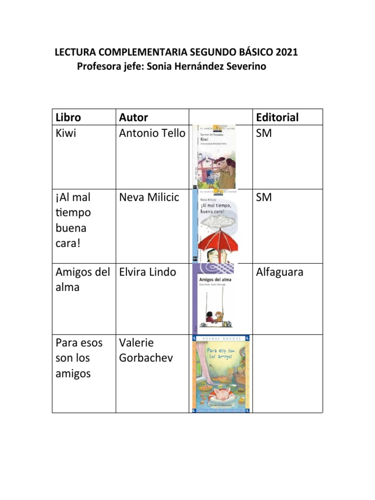 Lectura Complementaria 2021 Segundo Básico Con Imagen | PDF