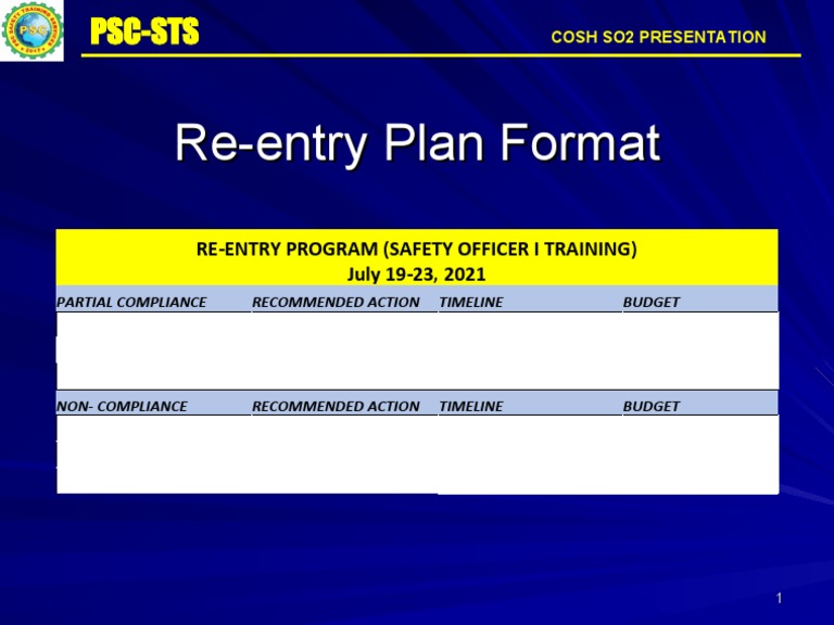 Re-entry Plan Format for Safety Officers | PDF