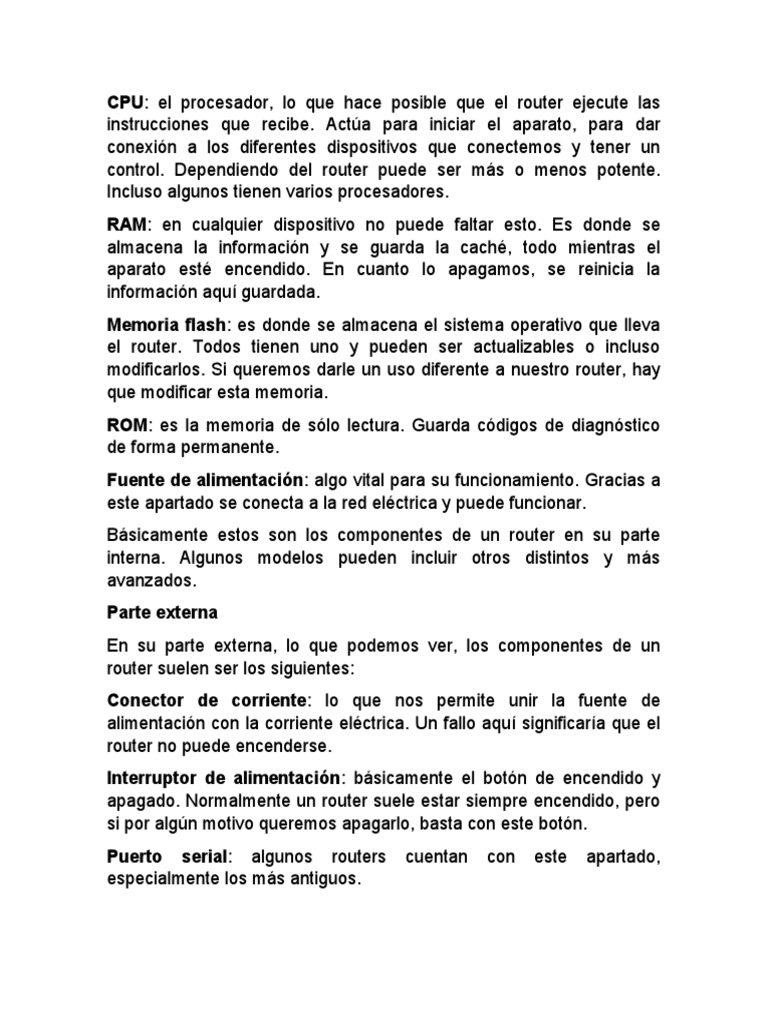 Partes de un Router WiFi Desglosadas | PDF