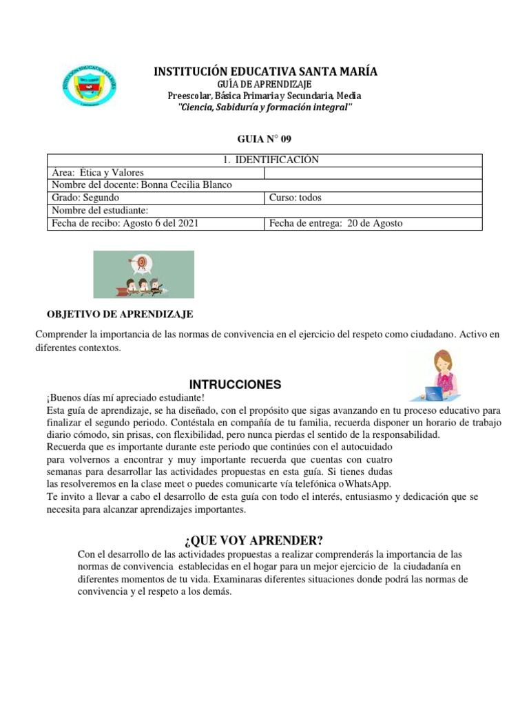 Guia de Etica y Valores Segundo Periodo N° 4 | PDF | Aprendizaje | Educación de la primera infancia