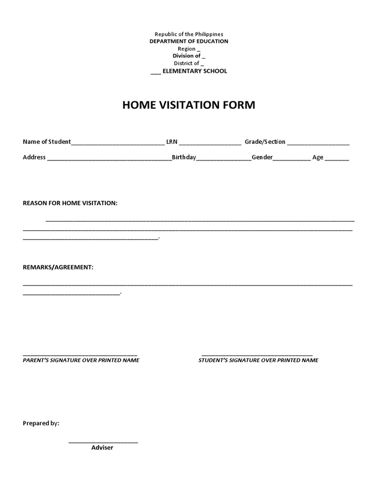Home Visit Form | PDF