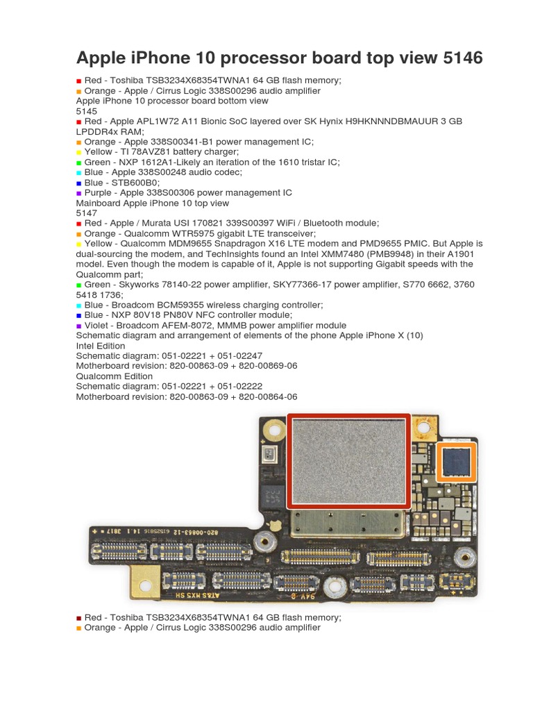 Component Layout and Specifications of the Apple iPhone X Motherboard ...