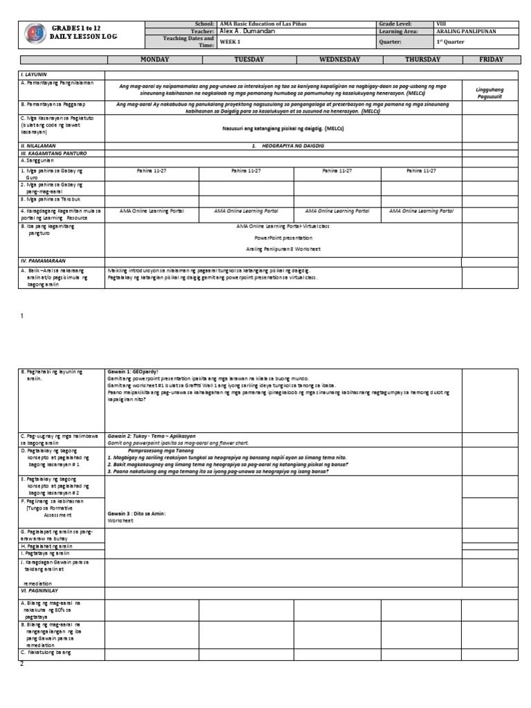 Ap 8DLL 1ST Quarter | PDF