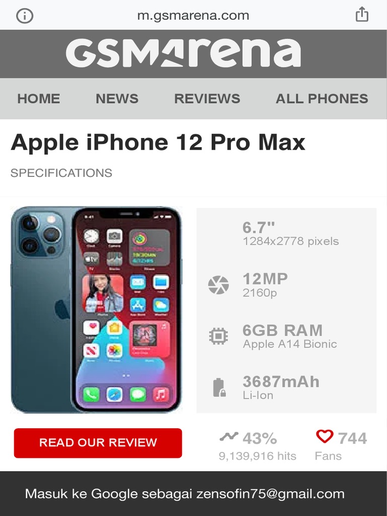Apple Iphone 12 Pro Max - Full Phone Specifications | PDF