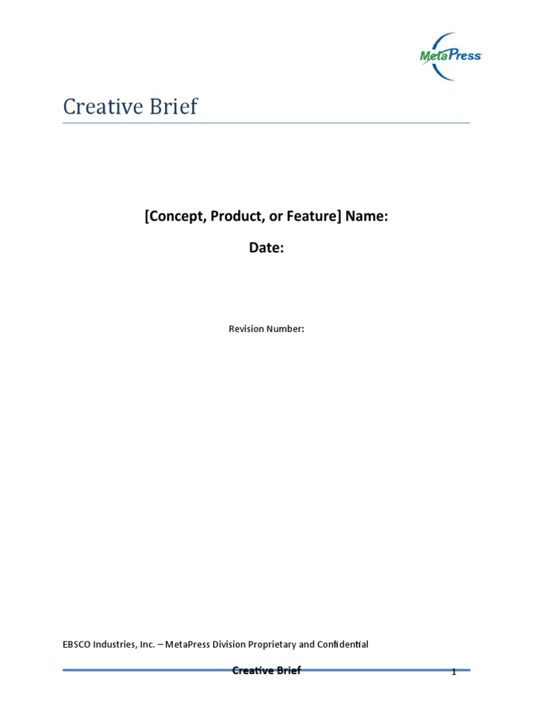 Creative Brief: (Concept, Product, or Feature) Name: Date | PDF ...