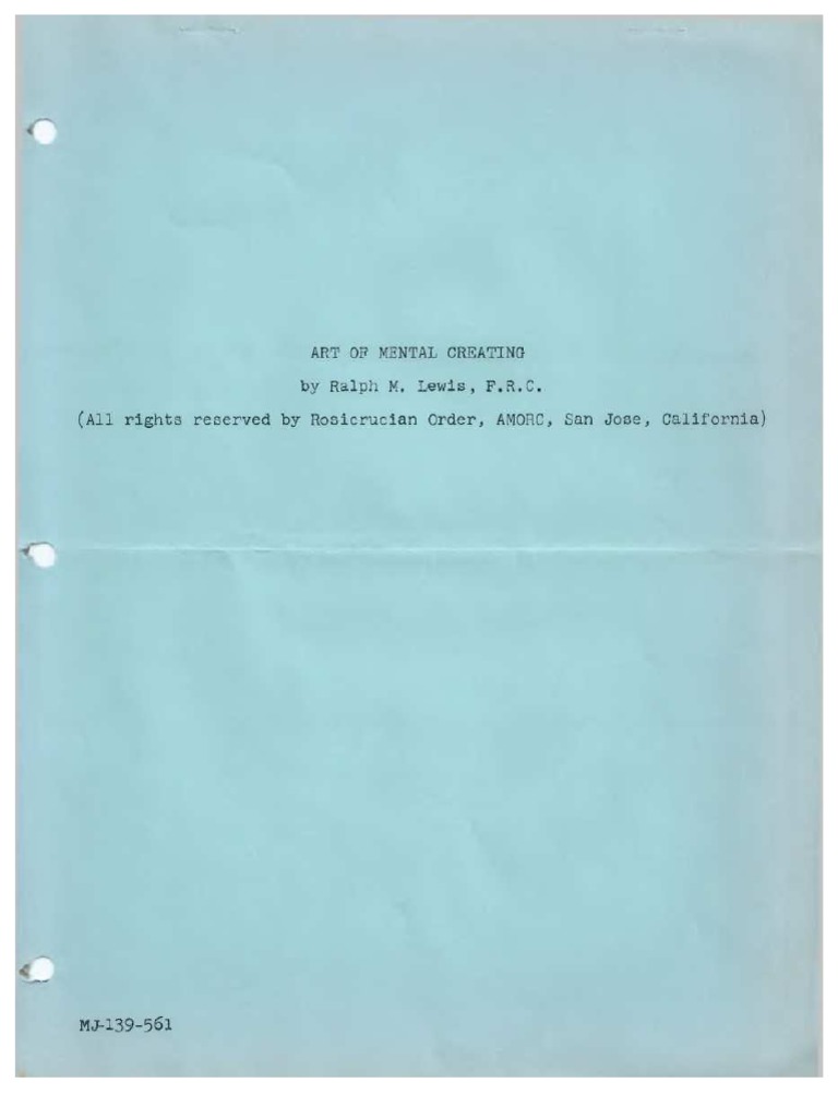 The Art of Mental Creating by Ralph M Lewis | PDF | Self-Improvement ...