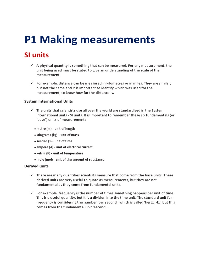 Physics CH 1 - Making Measurements-Notes | PDF | Density | Volume