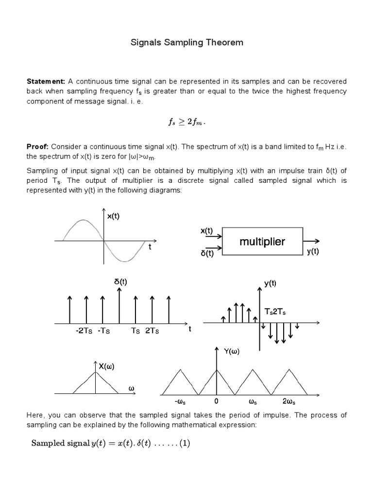 Signals Sampling Theorem | PDF | Spectral Density | Sampling (Signal Processing)