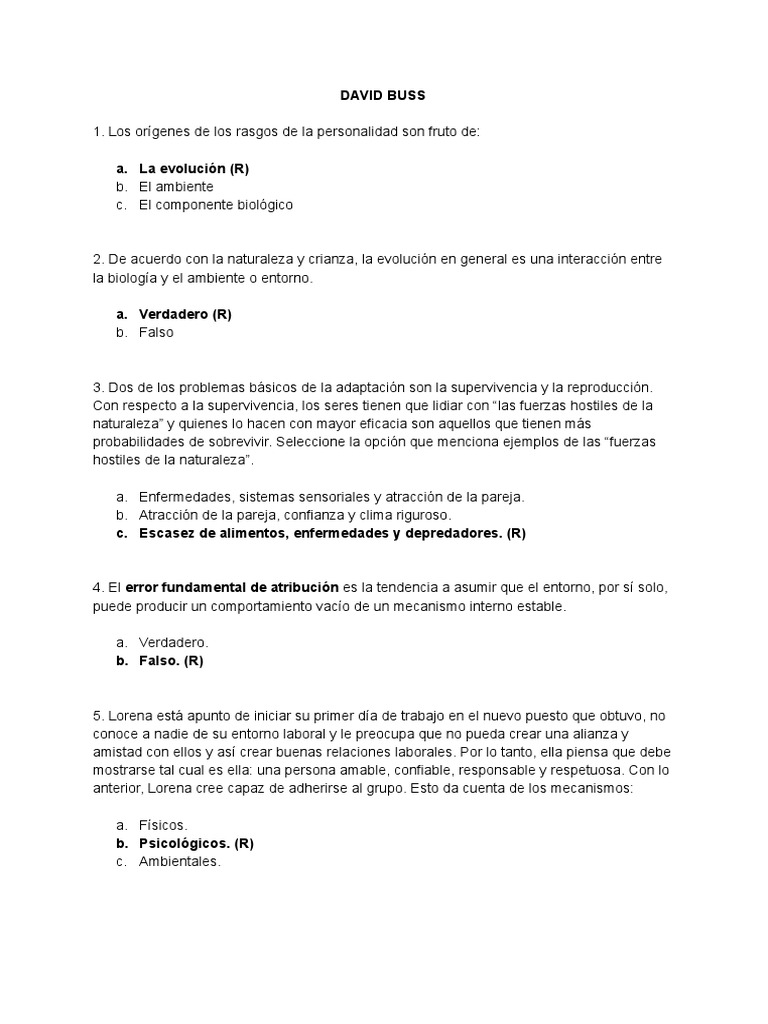 David Buss | PDF | Evolución | Comportamiento