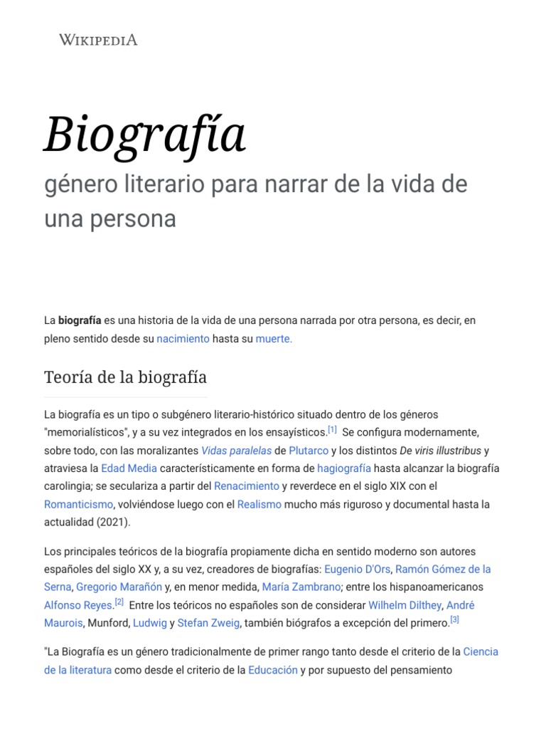 Tipos y Concepto de Biografía | PDF | Biografía