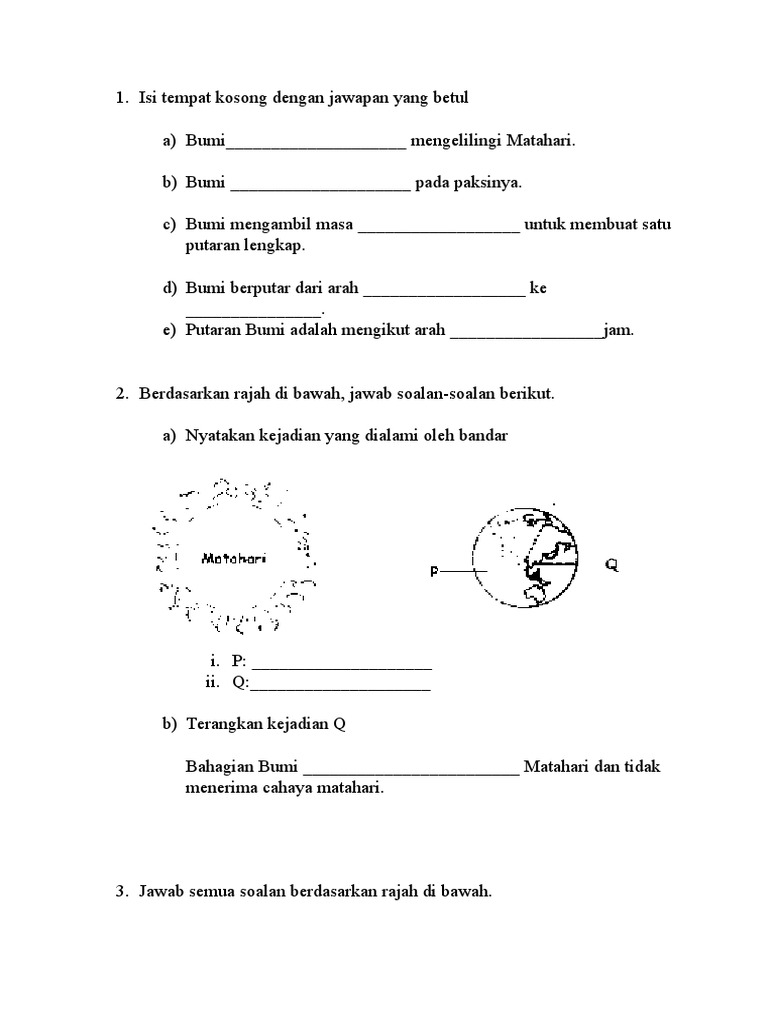 Putaran Dan Peredaran Bumi THN 4 | PDF