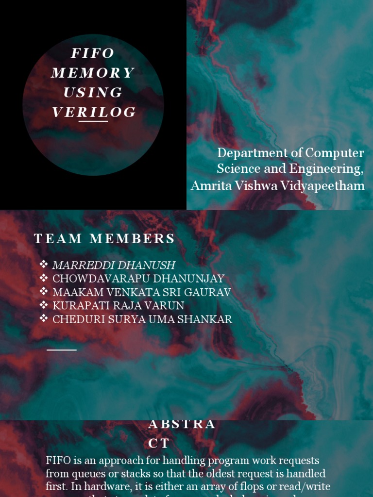 Fifo Memory Using Verilog: Department of Computer Science and Engineering | Download Free PDF ...
