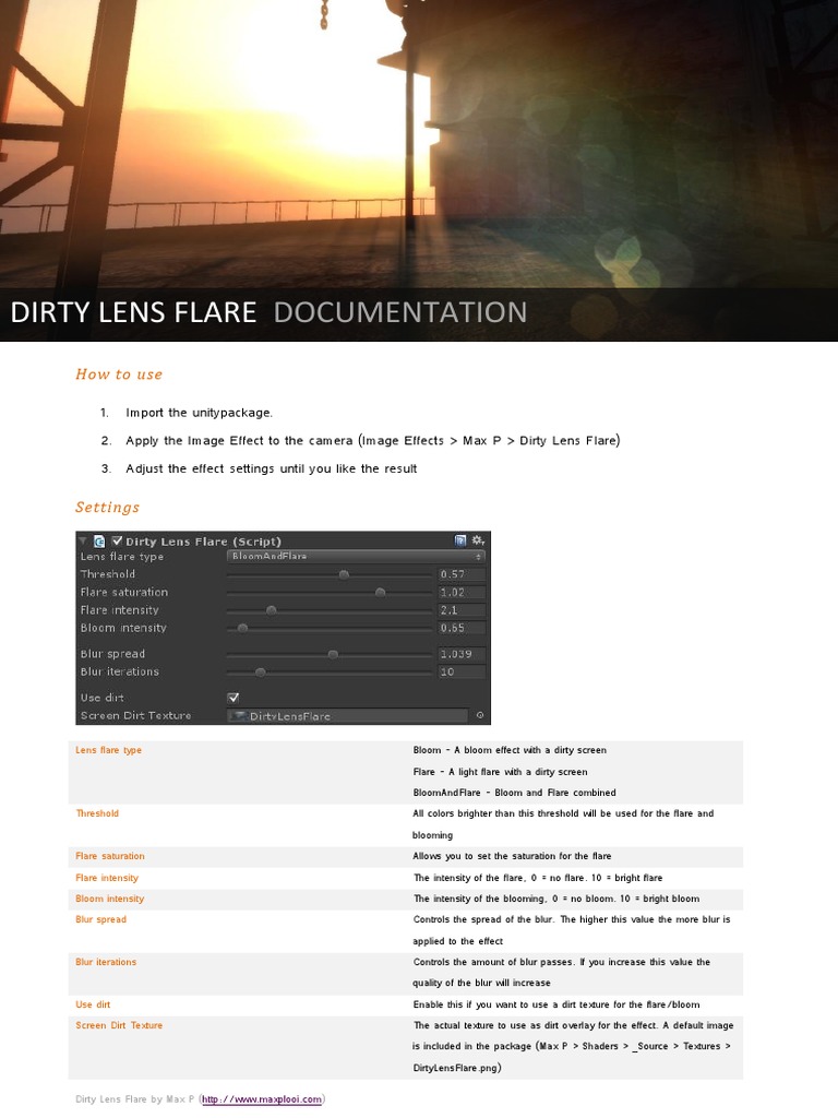 Documentation: Dirty Lens Flare | PDF
