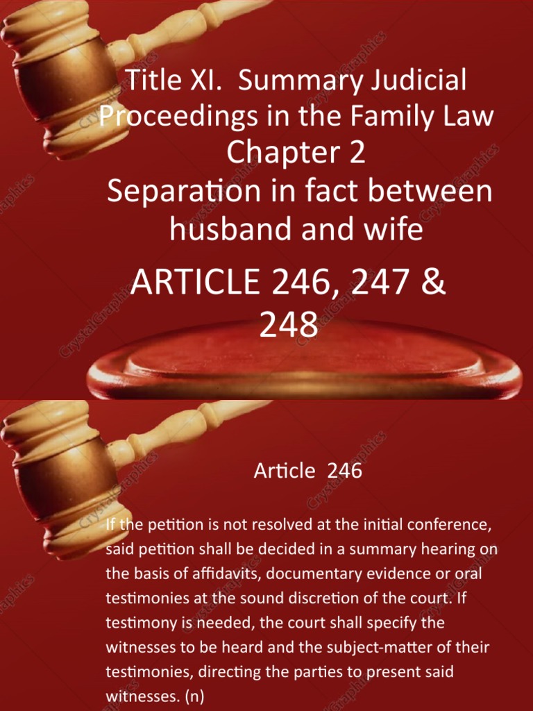 Family Code Articles 246-248 Summary | PDF | Mortgage Law | Lawsuit