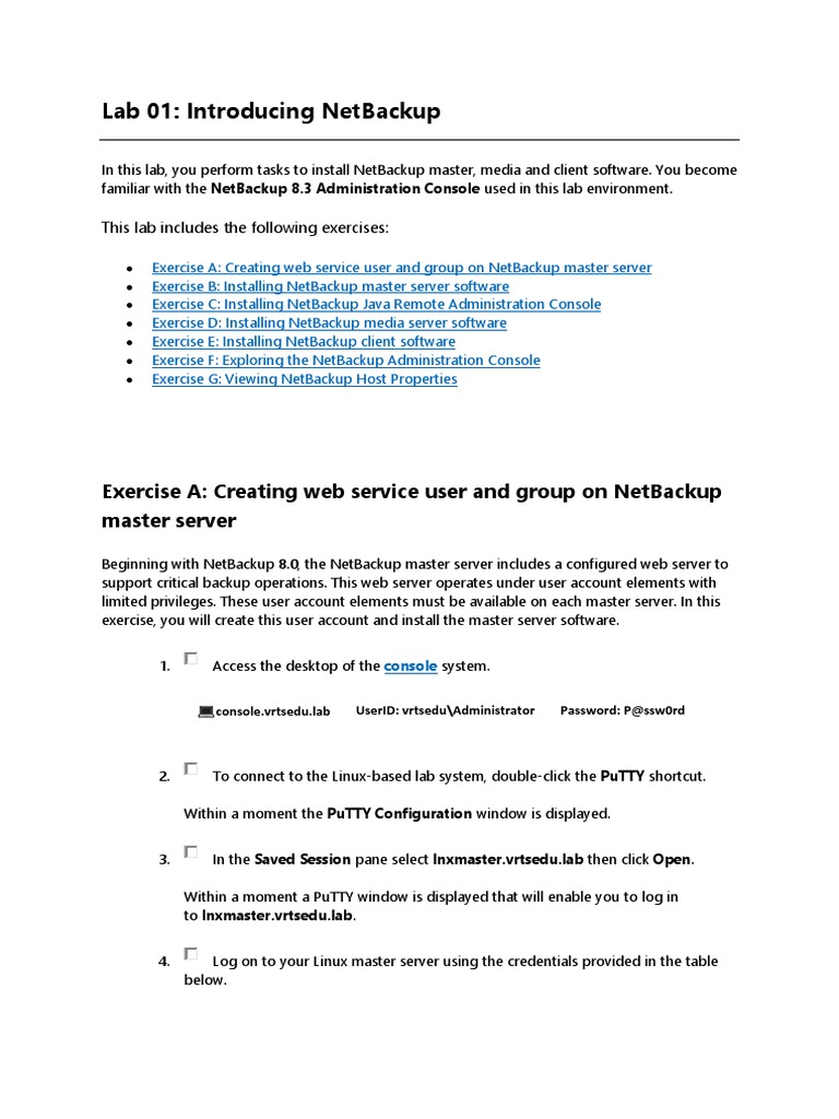 v01 NBU83ADM - Lab 01 Introducing NetBackup Linux | Download Free PDF | Command Line Interface ...