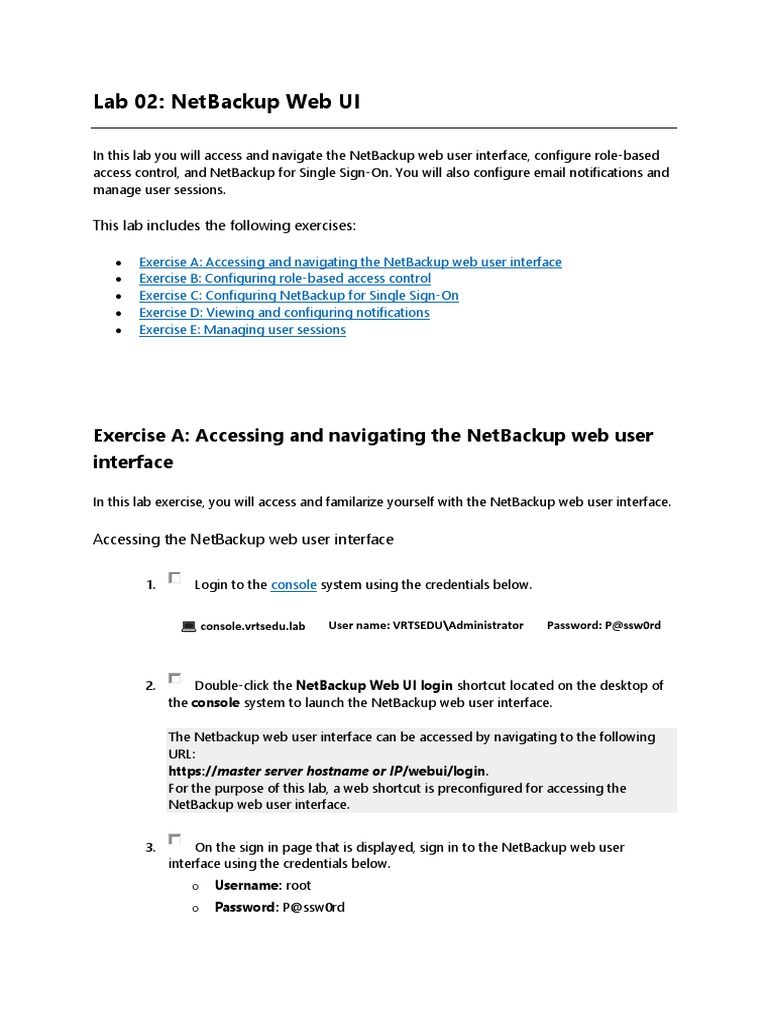V02 Nbu83adm Lab 02 Netbackup Web Ui Linux Pdf World Wide Web Internet And Web