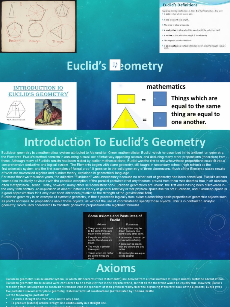 Euclid's Geometry: An Introduction to Euclid's Axiomatic System and Constructive Methods of ...