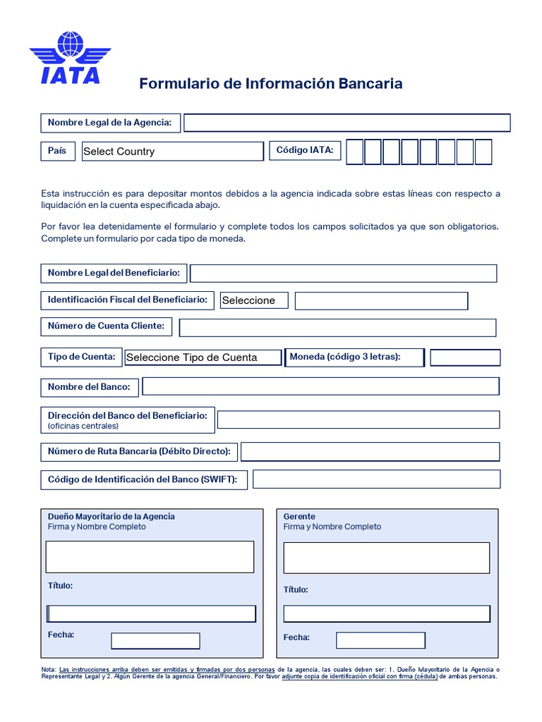 Bank Information Form Americas Spanish BSP | PDF