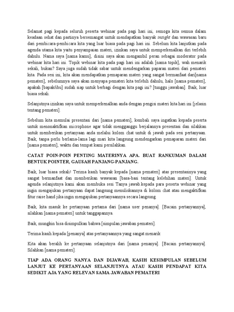 Script Moderator Webinar | PDF