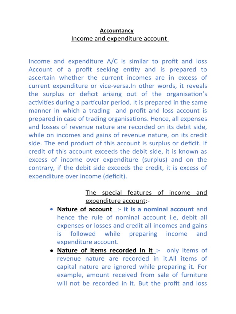 Income and Expenditure Notes | PDF | Expense | Debits And Credits