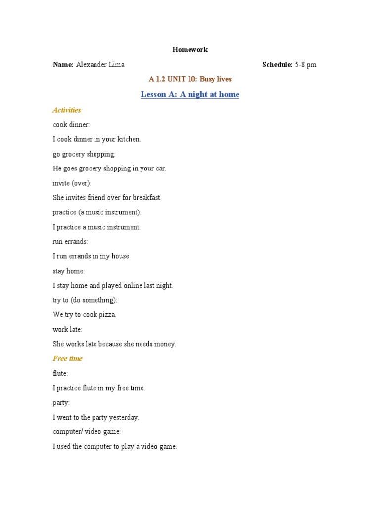 Vocabulary 10-Alexander Lima | PDF | Linguistics | Languages