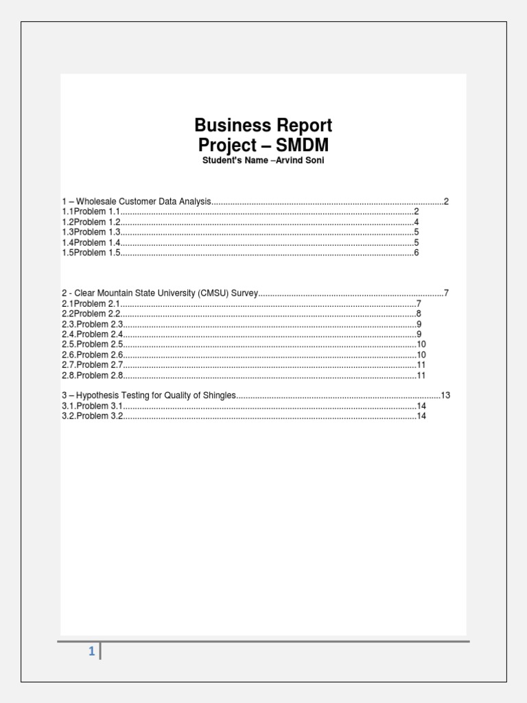 SMDM Business-Report Arvind Soni-2 | PDF | P Value | Data Analysis