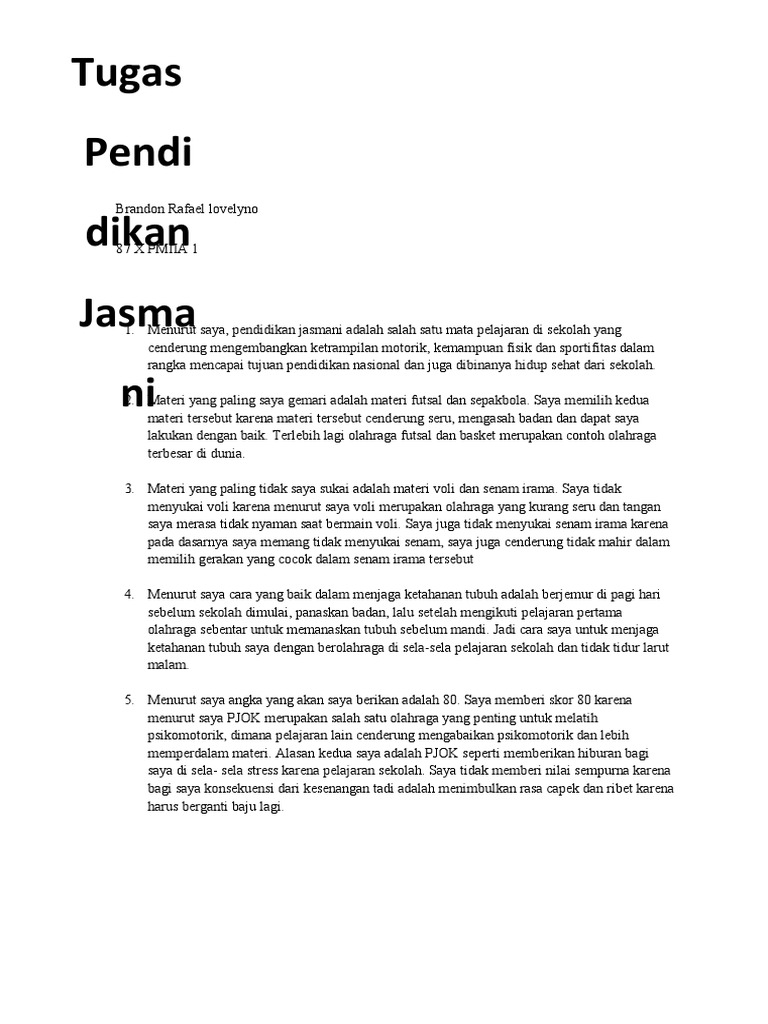 Tugas PJOK | PDF