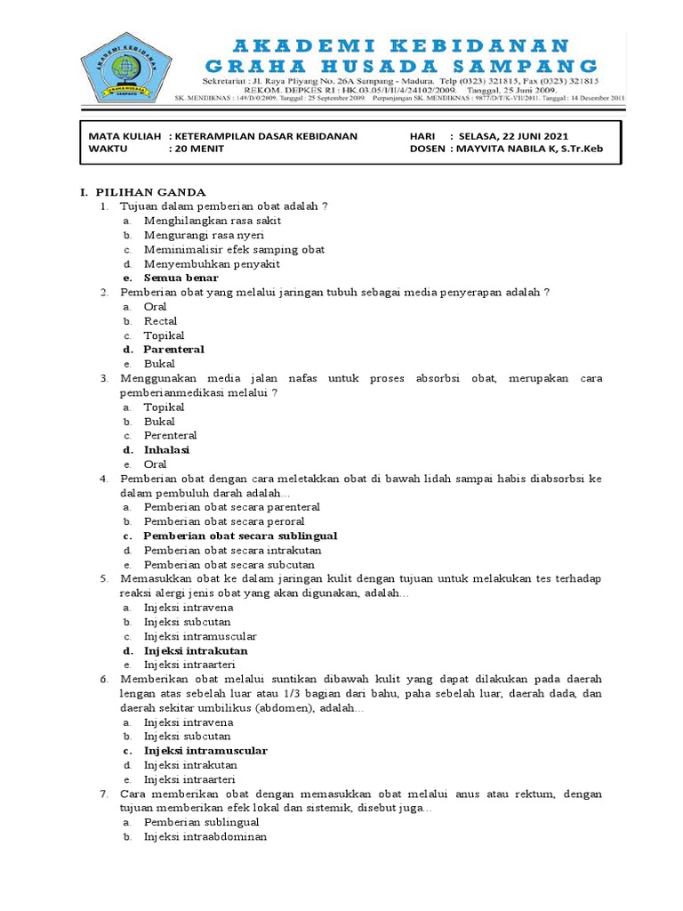 Soal Uas KDK Mayvita | PDF