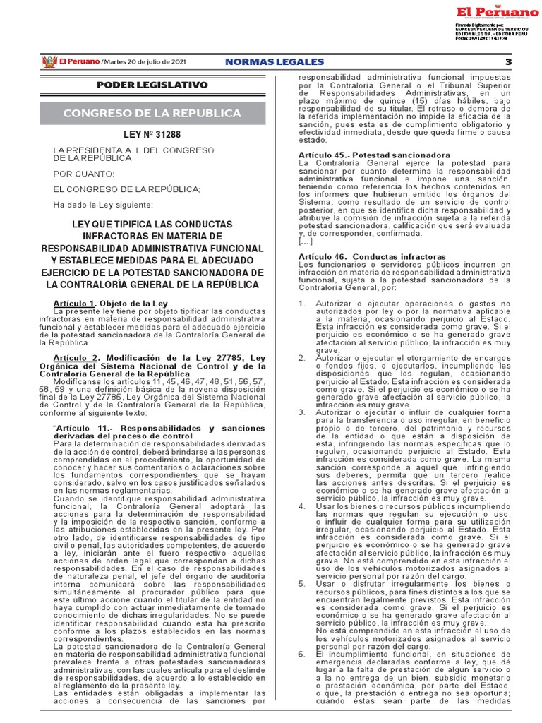 Ley 31288 | PDF | Regulación | Servicio Civil