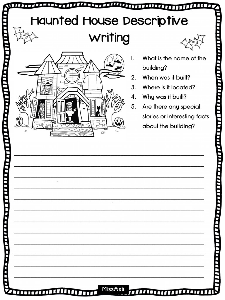 Haunted House Descriptive Writing Template | PDF | Language Arts ...