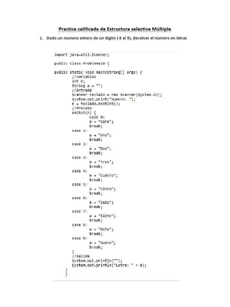 Practica Calificada de Estructura Selectiva Múltiple | PDF ...