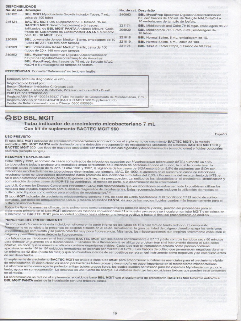 Inserto MGIT BD BBL | PDF