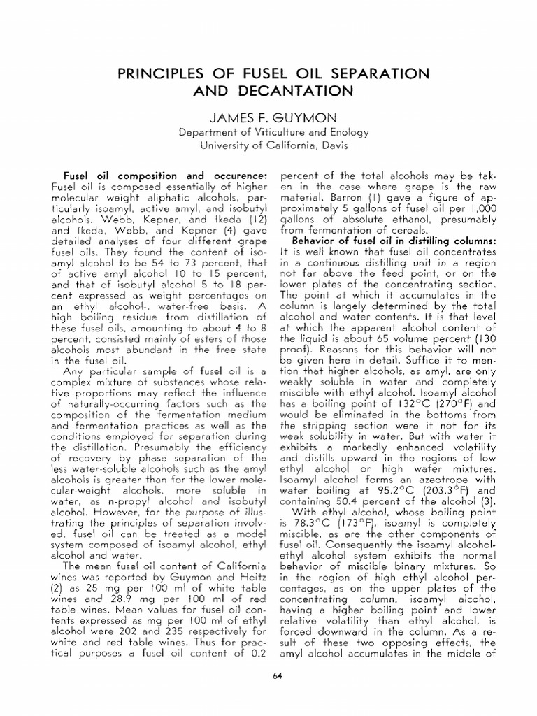 Separacion Fusel Oil | PDF | Ethanol | Distillation