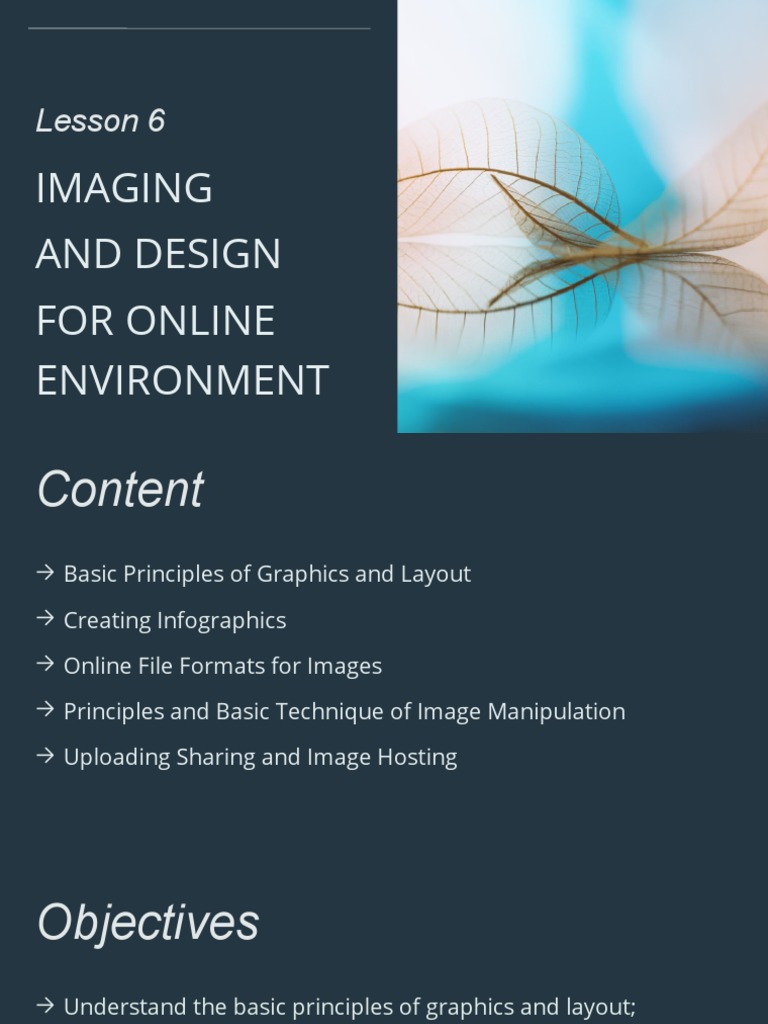 Lesson 6: Imaging and Design For Online Environment | PDF | Data ...