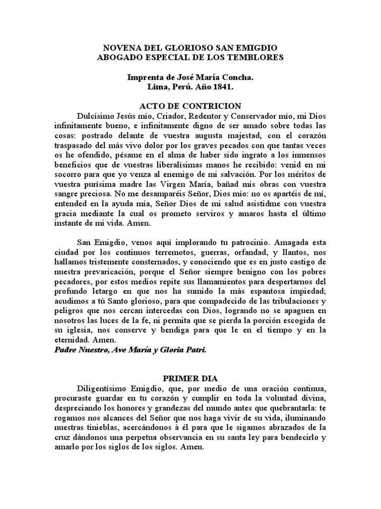 Novena Del Glorioso San Emigdio | PDF | María, madre de Jesús | Oración