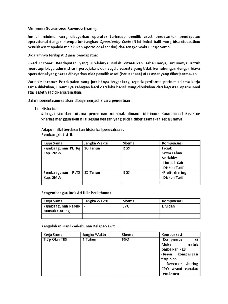 Minimum Guaranteed Revenue Sharing | PDF