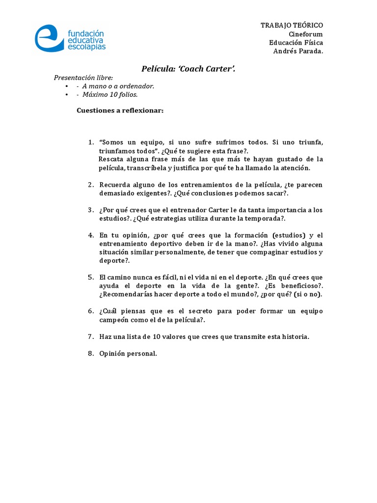 Frases inspiradoras de Coach Carter | PDF