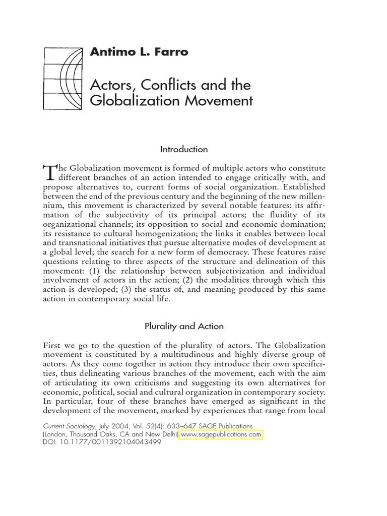Actors in the Globalization Movement | PDF | Globalization | Sociology