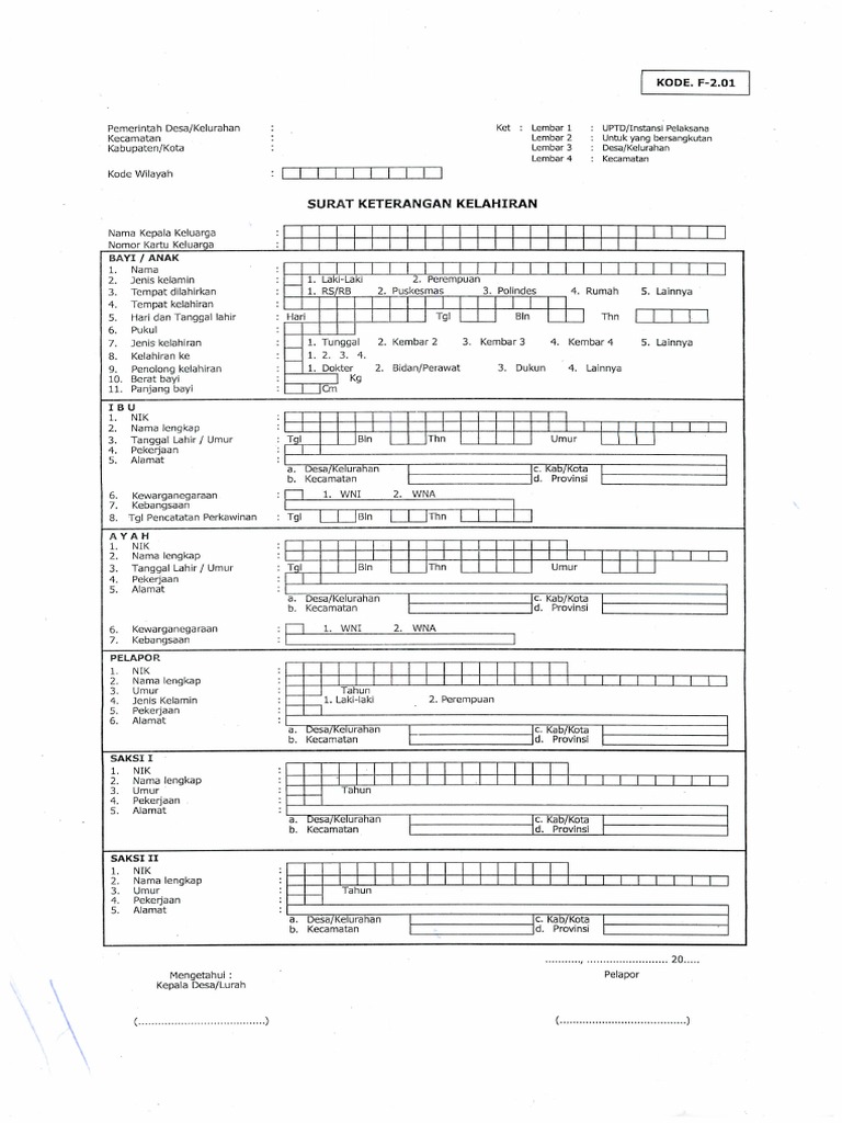 Formulir Akta Kelahiran New | PDF
