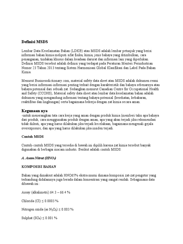 Panduan Lengkap MSDS Bahan Kimia | PDF