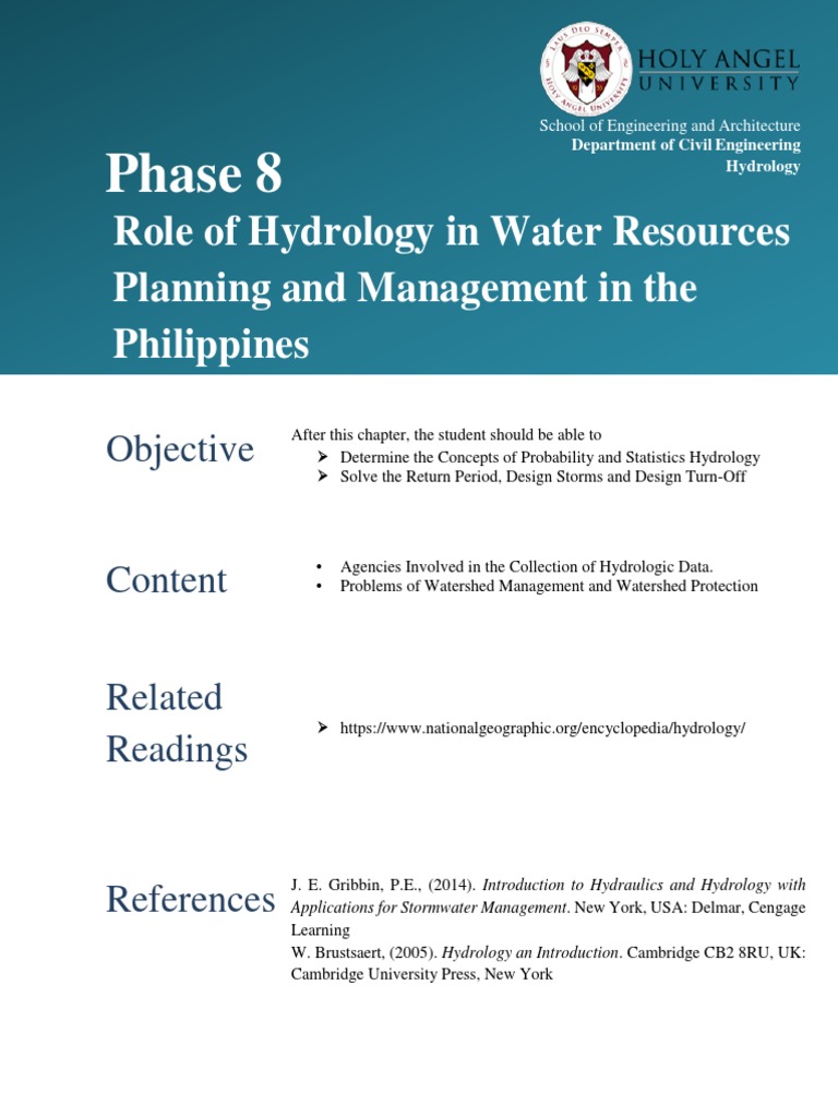 Role of Hydrology in Water Resource Planning and Management in the ...