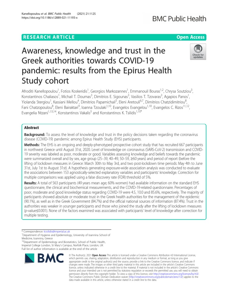 Awareness, Knowledge and Trust | PDF | Transmission (Medicine) | P Value
