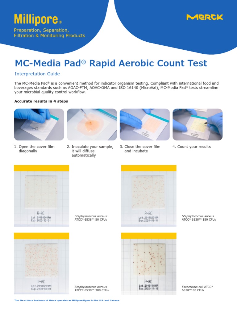 MC-Media Pad Rapid Aerobic Count Test: Interpretation Guide | PDF
