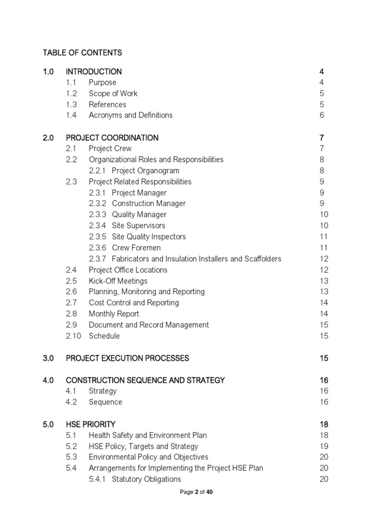 LNG Plant Insulation Project Plan | PDF | Project Management | Quality ...