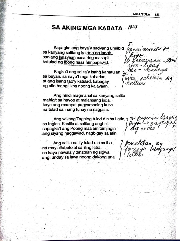 Sa Aking Mga Kabata | PDF