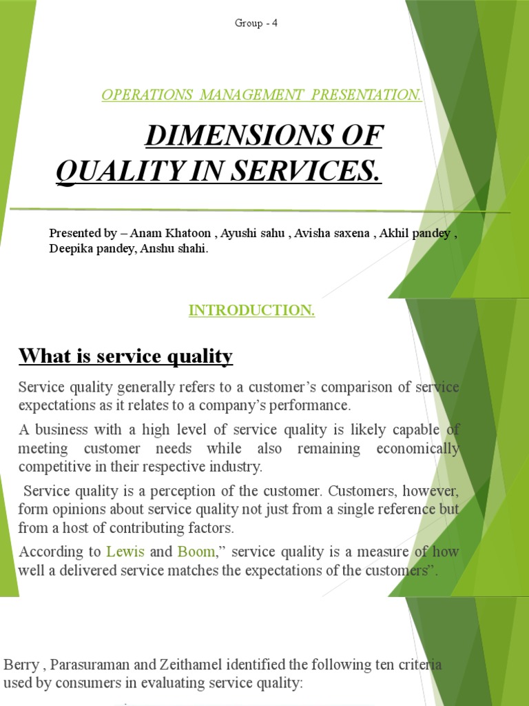 Dimensions of Quality Services | PDF | Evaluation | Business