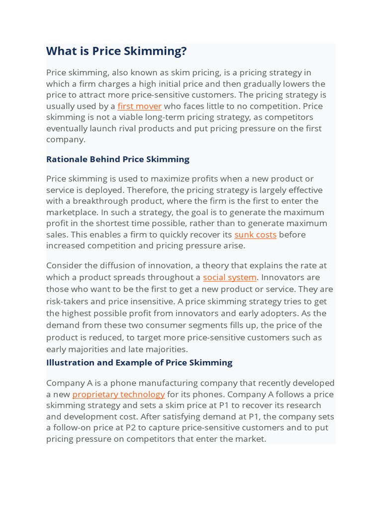 What Is Price Skimming?: First Mover | PDF | Pricing | Grocery Store