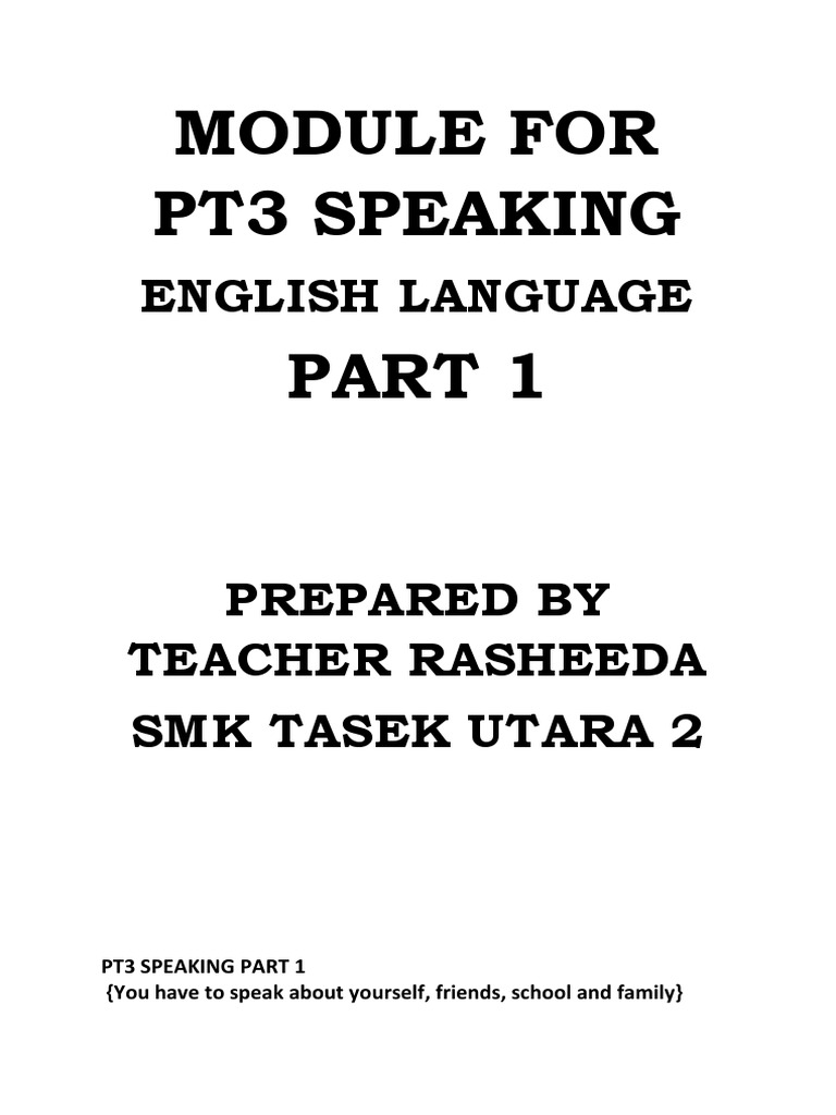 Module For Pt3 Speaking: English Language | PDF | English Language