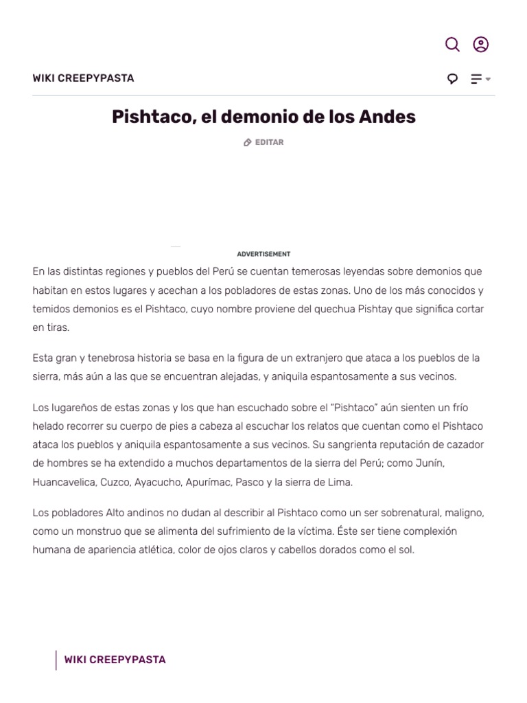 Pishtaco, El Demonio de Los Andes - Wiki Creepypasta - Fandom | PDF ...
